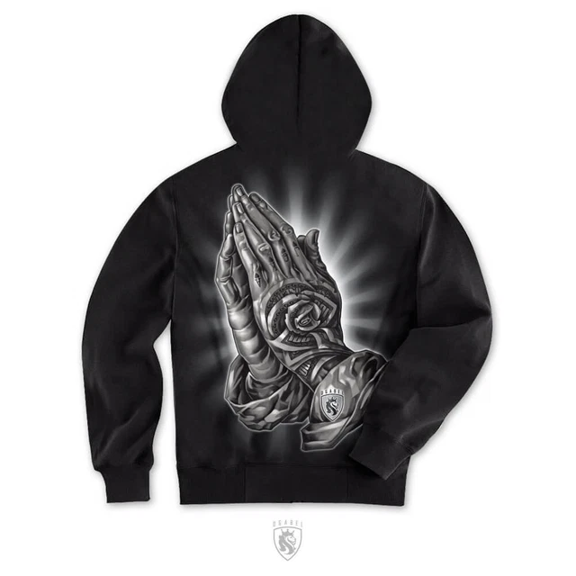 OGABEL OG ABEL Money Rose Hundred Dollar Hands Adult Mens Black Hoodie ...
