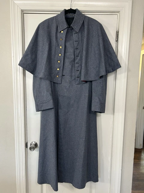 VIRGINIA MILITARY INSTITUTE VMI Cadet Overcoat Sz 36 Cape Gray Wool ...