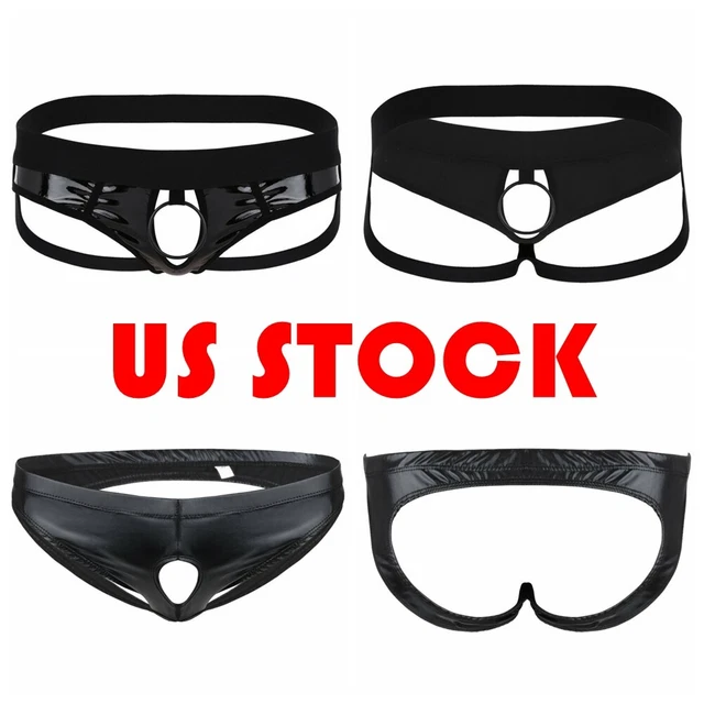 US MENS BRIEFS Low Rise Jockstrap Bikini G-string Open Butt Hollow Out ...