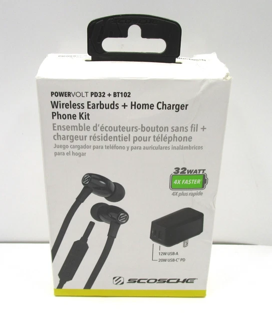 SCOSCHE POWERVOLT PD32 + BT102 Wireless Earbuds & Home charger Kit ...