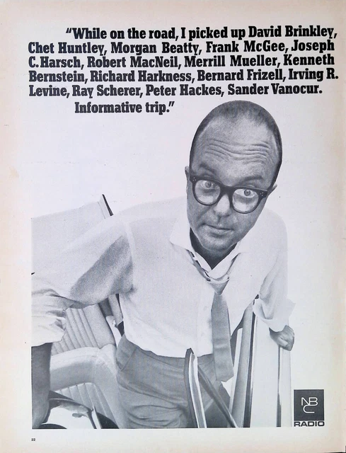 2 VINTAGE PRINT Ads 1966 NBC Radio Joe Garigiola Chet Huntley David ...