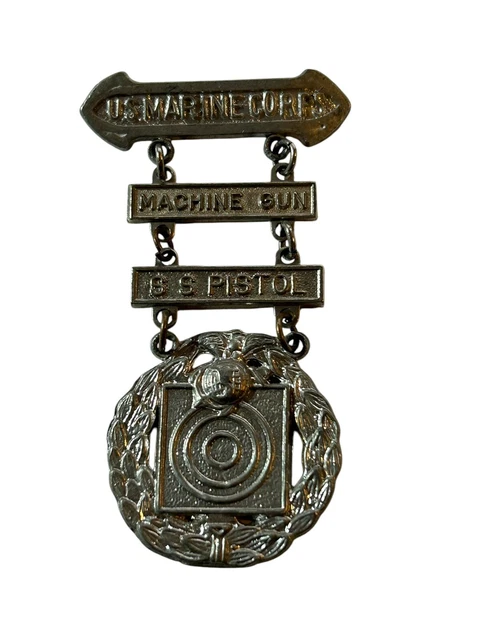 1930’S WWII MARINE CORPS BASIC MARKSMAN BADGE PIN INSIGNIA EXP. MG S.S ...