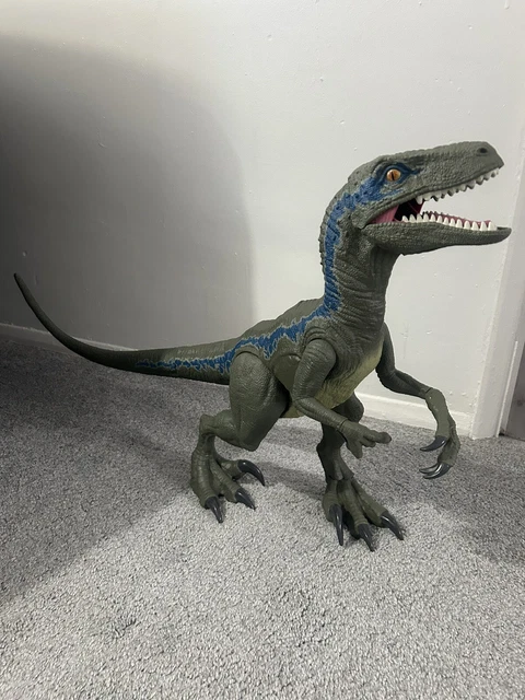 JURASSIC WORLD DINOSAUR Super Colossal Velociraptor Blue Figure Large ...