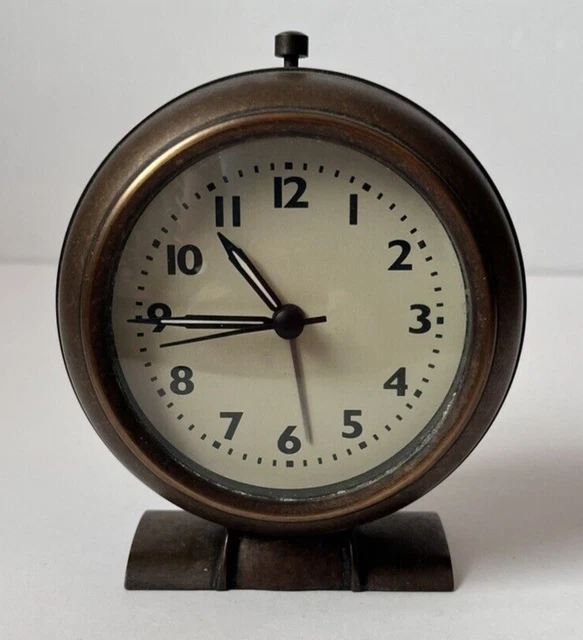 VINTAGE BRONZE STANDING Alarm Clock HD-1688 Quartz Battery Operated ...