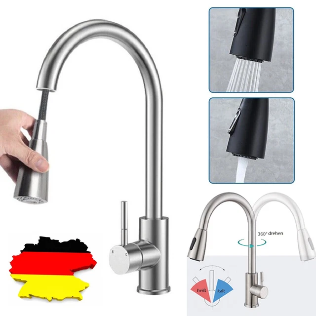 360° EDELSTAHL KÜCHENARMATUR Wasserhahn Küche ausziehbar Brause Einhandmischer EUR 26,65 ...