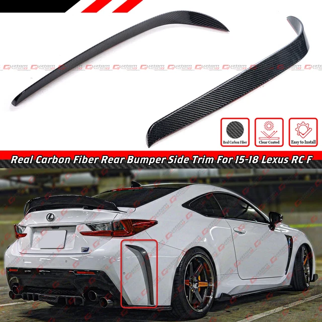 FOR 15-18 LEXUS Rc F Rcf Real Carbon Fiber Rear Bumper Side Trim ...