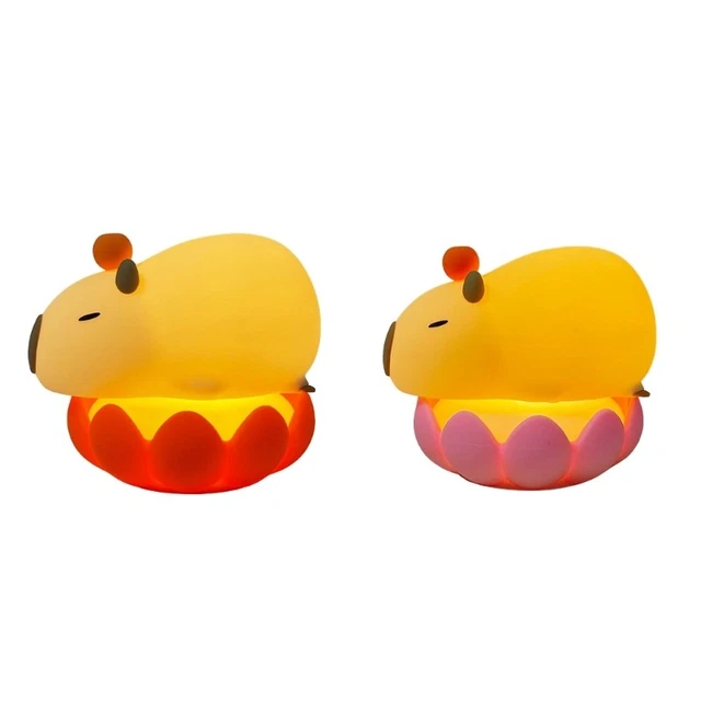 FLOWER BASE CAPYBARA Silicones Table Lamp LED Nightlight Cartoon Animal ...