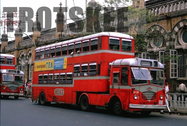35MM SLIDE INDIA Bombay Double Decker Bus 1973 MRR 1973 1971 Original ...