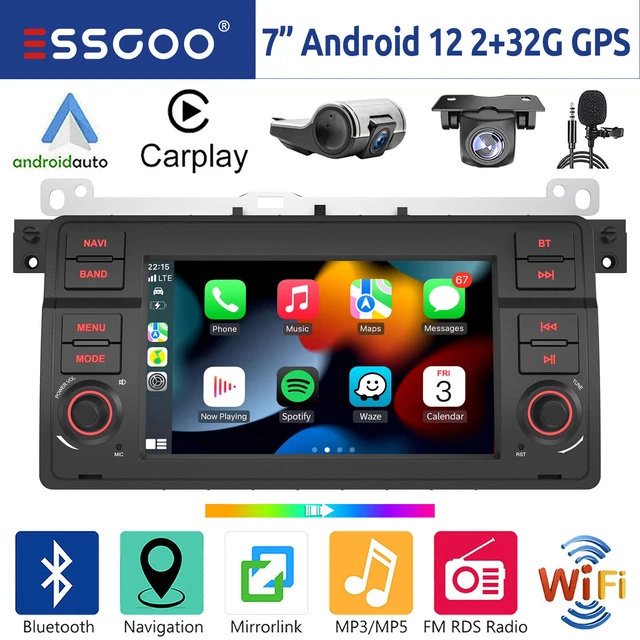 CARPLAY AUTORADIO DVR Android 12 Navi RDS BT pour BMW Série 3 E46 318 ...