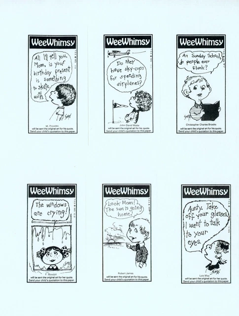 DOUG SNEYD COLLECTION Copy Ottawa Citizen Wee Whimsy Children Cartoon ...