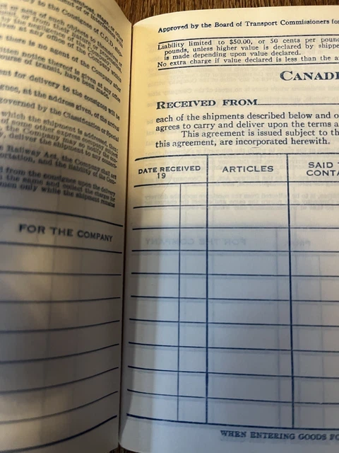 ANTIQUE ORIGINAL CANADIAN National Express merchandise receipt book ...