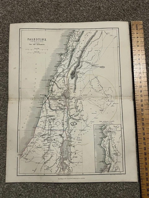 ANTIQUE 1857 MAP Of Palestine Religion Bible Christianity £2.99 ...