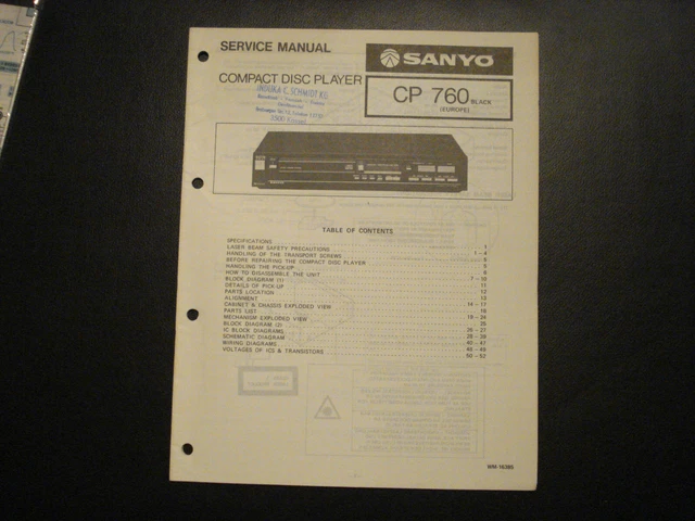 ORIGINAL SERVICE MANUAL Schaltplan Sanyo DCX 1950L EUR 12,50 - PicClick DE