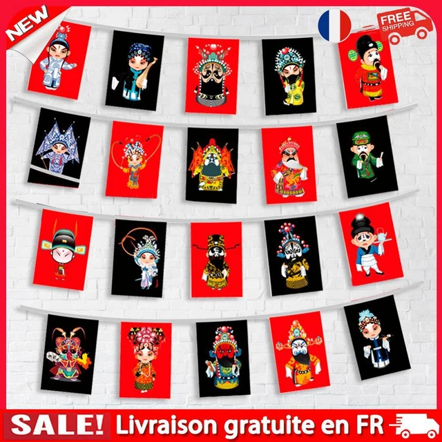 POLYESTER BEIJING OPERA Mask Decor Flags Cartoon for Hotel Rooms (B ...