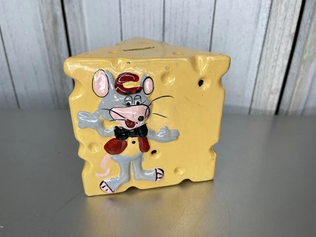 VINTAGE CHUCK E Cheese MOUSE & Block Of Cheese Ceramic Bank RARE £60.78 ...
