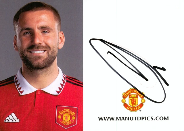 LUKE SHAW HAND Signed Manchester United Original Man Utd Club Card ...