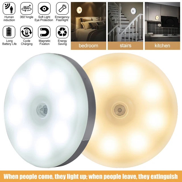 4X SENSOR LIGHT LED Motion PIR USB Wireless Portable Cabinet Stair ...