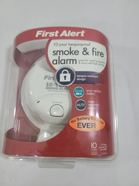 NEW FIRST ALERT 10 Year Smoke & Fire Alarm Detector Lithium Battery ...