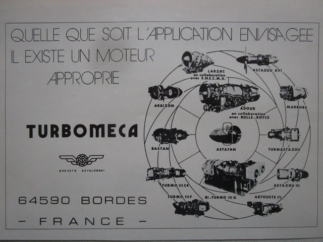1973 PUB TURBOMECA Edges Engine Snecma Larzac Artouste Astafan French ...