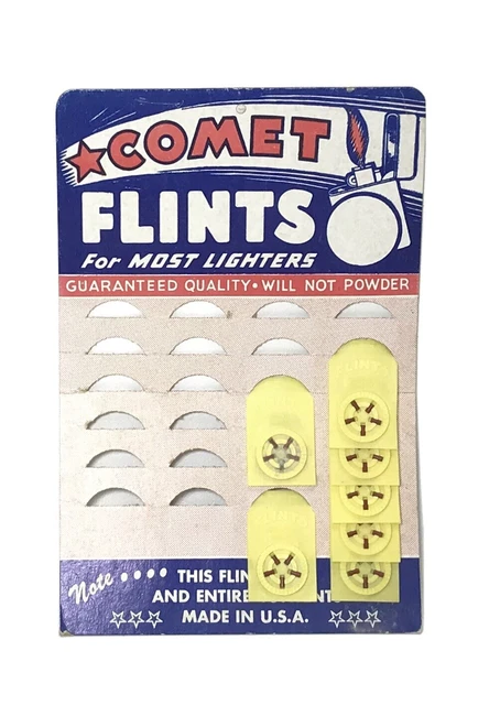 VINTAGE -COMET CARD Flints Store Display 35 Flints - 7 Packs -RARE $17. ...