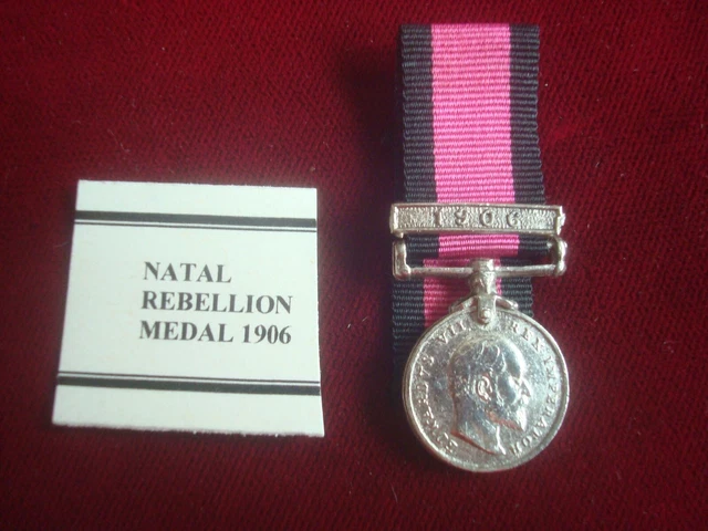 MINIATURE MILITARY MEDAL - 1906 NATAL REBELLION MEDAL with BAR £8.99 ...