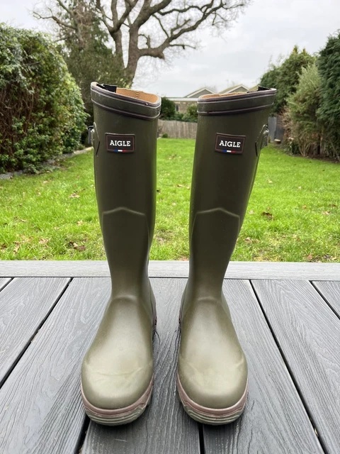 AIGLE PARCOURS 2 Vario Mens Womens Adjustable Green Wellies Wellington ...