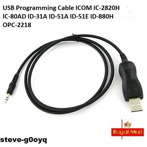 USB PROGRAMMING CABLE ICOM IC-2820H IC-80AD ID-31A IC-A210 ID-51 ID-880 ...