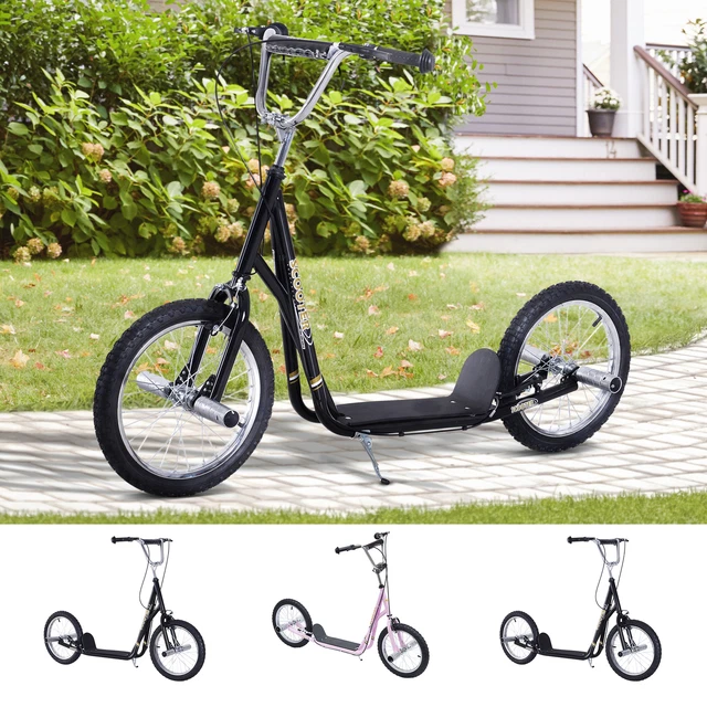 HOMCOM KINDERROLLER MIT Luftreifen Scooter Tretroller Kickboard 16 ...