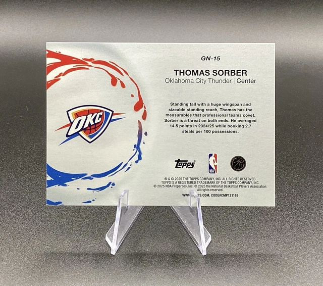 2025-26 TOPPS BASKETBALL THOMAS SORBER GENERATION NOW Rookie RC OKC GN-15 $0.99 - PicClick CA