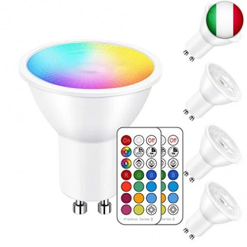 ILC LED LAMPADINE Faretto GU10 colorate Cambiare colore Lampadina RGB Bianco EUR 26,60 - PicClick IT