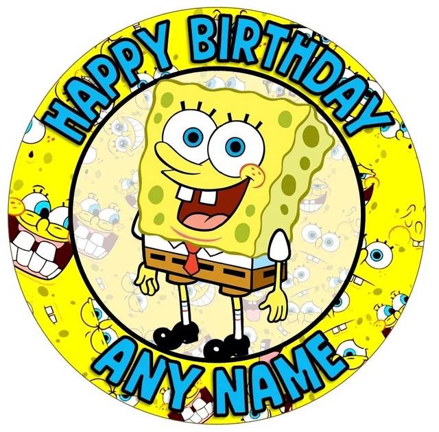 7.5& SPONGEBOB BIRTHDAY Cake Topper Personalised Edible Icing/Rice ...