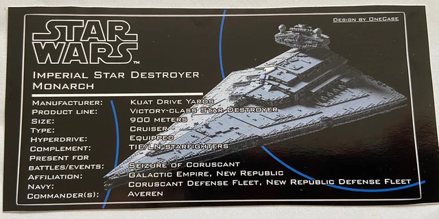 LEGO STAR WARS UCS Style Sticker MOC-23556 Star Destroyer MONARCH / MK ...