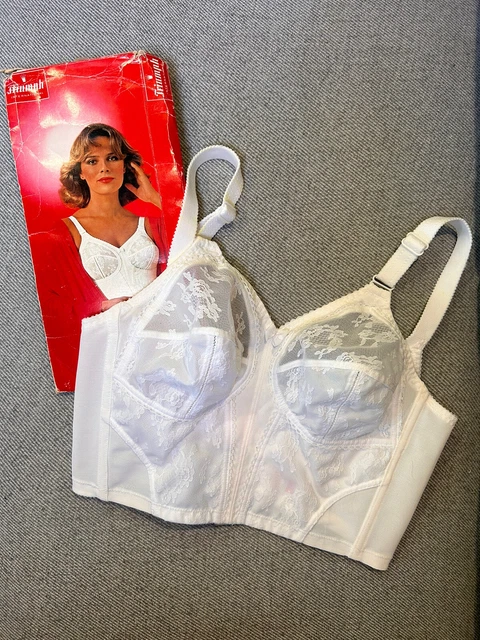 VINTAGE TRIUMPH DOREEN Long Line Bra Size 36C Unused White Pin Up £24. ...