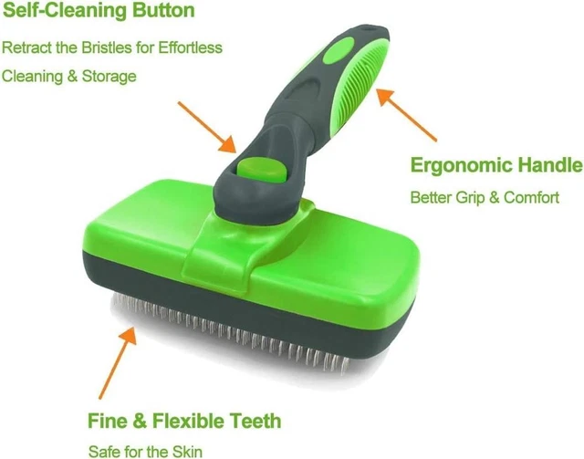 SELF-CLEANING SLICKER BRUSH, Grooming Brush for Dogs &Cats with Medium ...