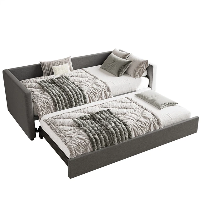DAYBED LINEN UPHOLSTERED Bed 3Ft Single Bed Frame With Trundle Bed ...