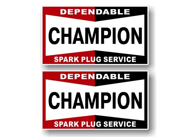 2 CHAMPION SPARK Plug Vintage 13" Decals Antique Cleaner Tester Unit ...