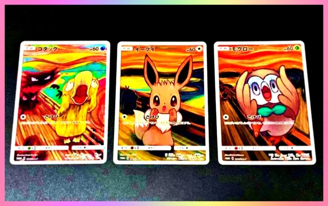 POKEMON CARD MUNCH The Scream Eevee Psyduck Rowlet Set of 3 Limited in ...
