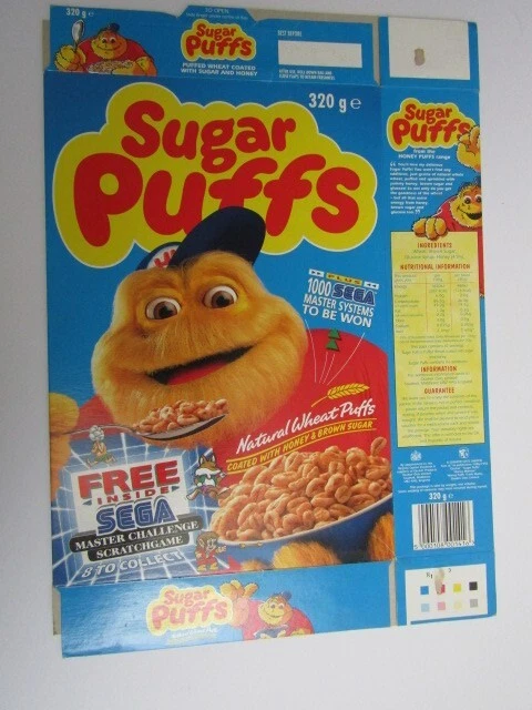 QUAKER SUGAR PUFFS 1993 Cereal Box SEGA Master Challenge 320g Box only ...