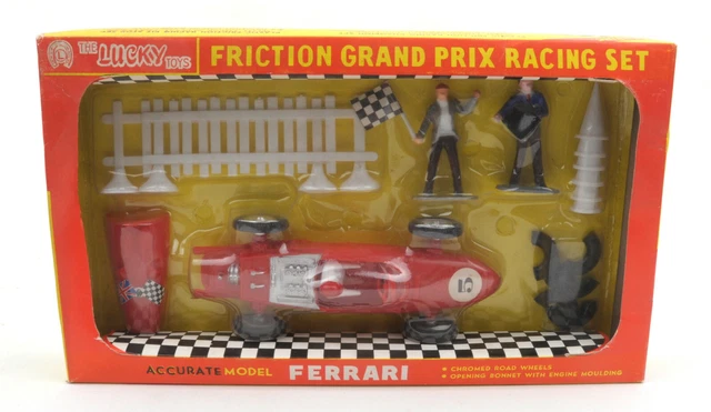 VINTAGE LUCKY TOYS Hong Kong Plastic Friction Grand Prix Racing Set No ...