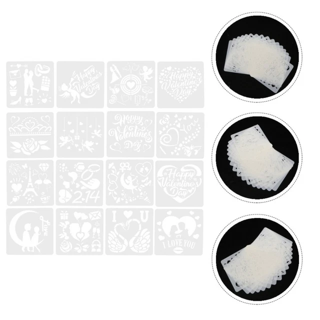 16 PCS VALENTINE'S Day Hollow Drawing Stencil Adults Templates Heart ...