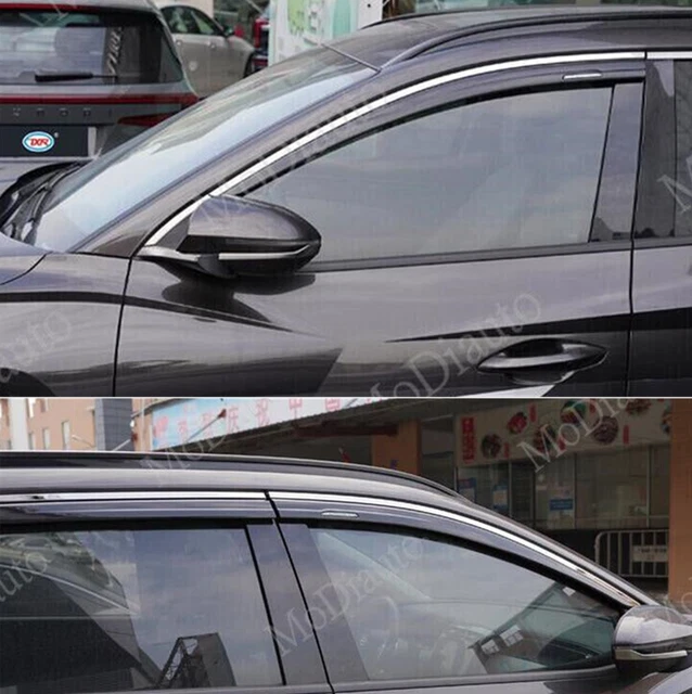 CHROME+BLACK FOR HYUNDAI Tucson 2022-23 Window Visor Vent Shades Sun ...