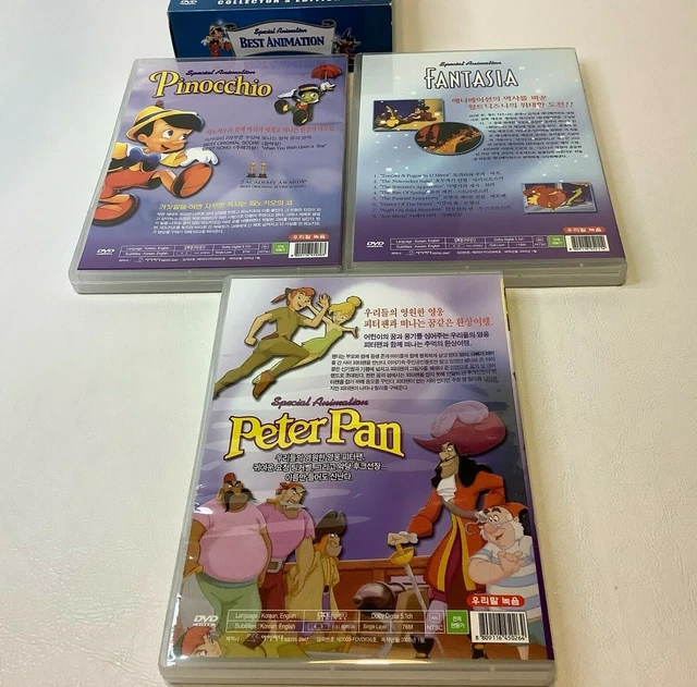 DISNEY COLLECTOR'S EDITION Pinocchio Fantasia Peter Pan DVDS KOREAN Language £47.21 - PicClick UK