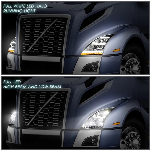 [LED DRL+SEQUENTIAL SIGNAL] For 18-21 Volvo Vnl Vnr Trucks Headlight ...