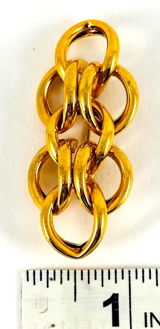 VINTAGE SMOOTH SHINY Gold Tone Tubular Shaped Chain Link Brooch $29.99 ...