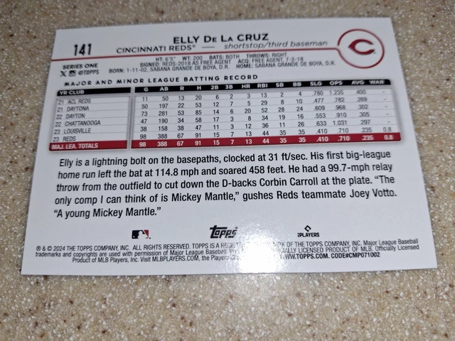CARTA ROOKIE 2024 Topps #141 Elly de la Cruz – Cincinnati Reds EUR 0,91 - PicClick IT