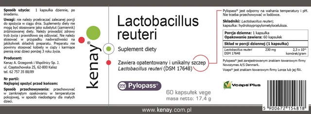 LACTOBACILLUS REUTERI PYLOPASS (60 Végétarien Capsules) EUR 28,60 ...