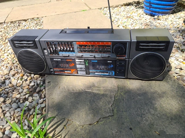 VINTAGE PHILIPS TANDEM SoundMachine STEREO CASSETTE Player D8458/05 £30 ...