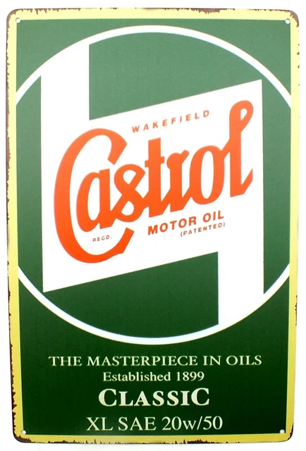 CASTROL MOTOR OIL Garage Workshop Shed Tin Metal Door Wall Sign £5.89 ...
