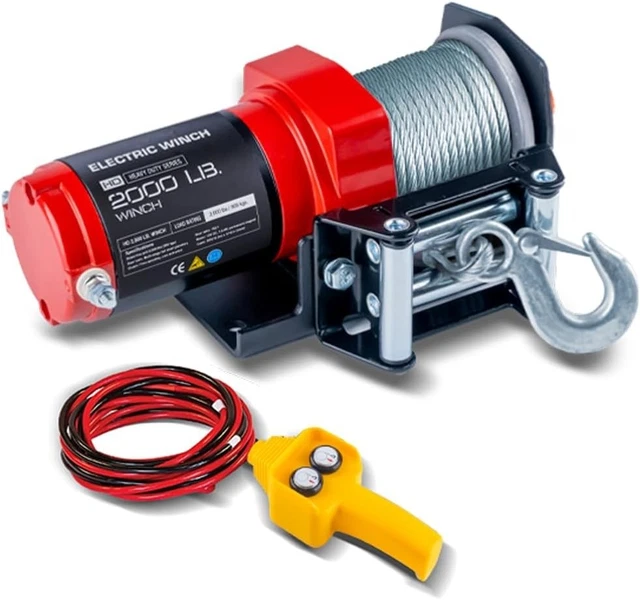 ATV WINCH 2000LB Steel Cable – Wired Remote Control, Mounting Plate ...