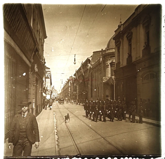 CHILI SANTIAGO INSTANTANÉ Militaires c1905 Photo Verre Stereo Vintage ...